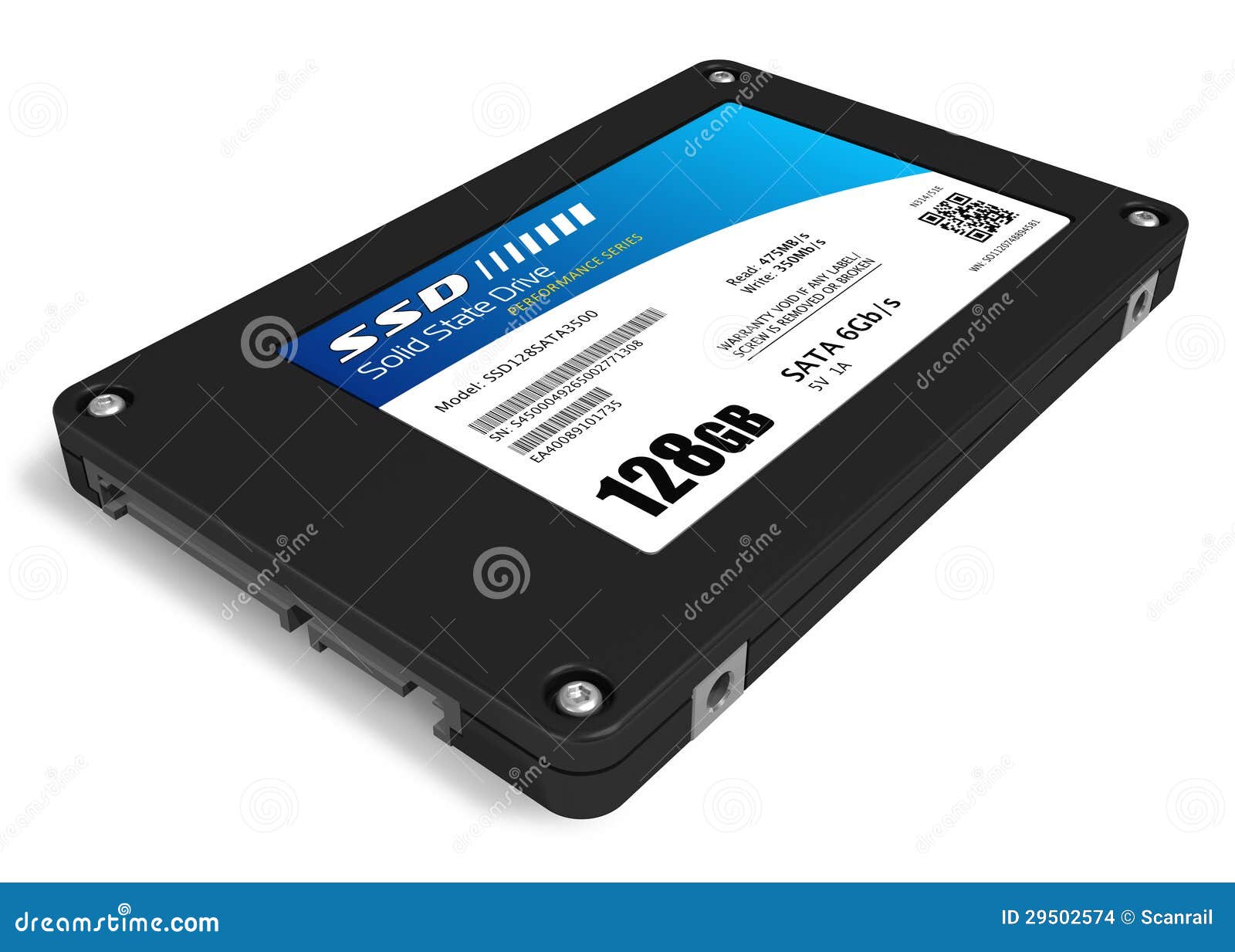 128GB Solid State Drive (SSD) Stock Illustration - Illustration of ...