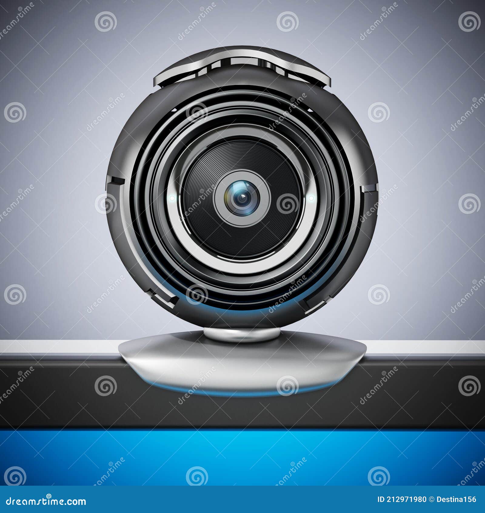 Generic Computer Webcam on Laptop Computer. 3D Illustration Stock ...