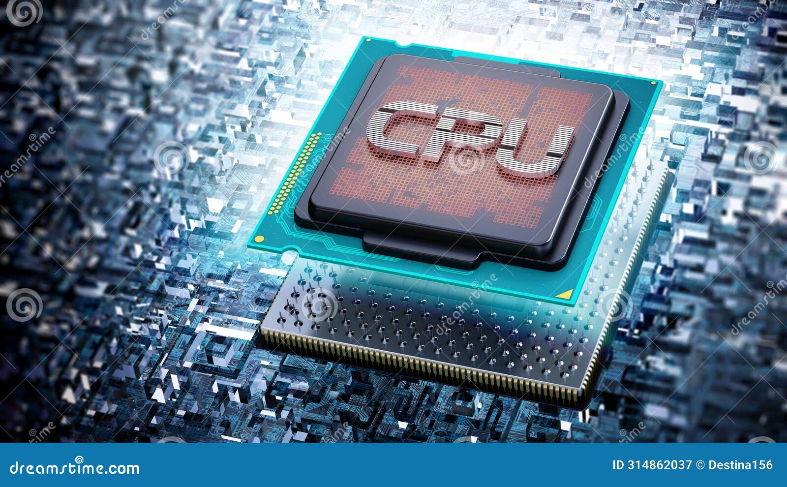Generic CPU on the Mainboard. 3D Illustration Stock Illustration ...