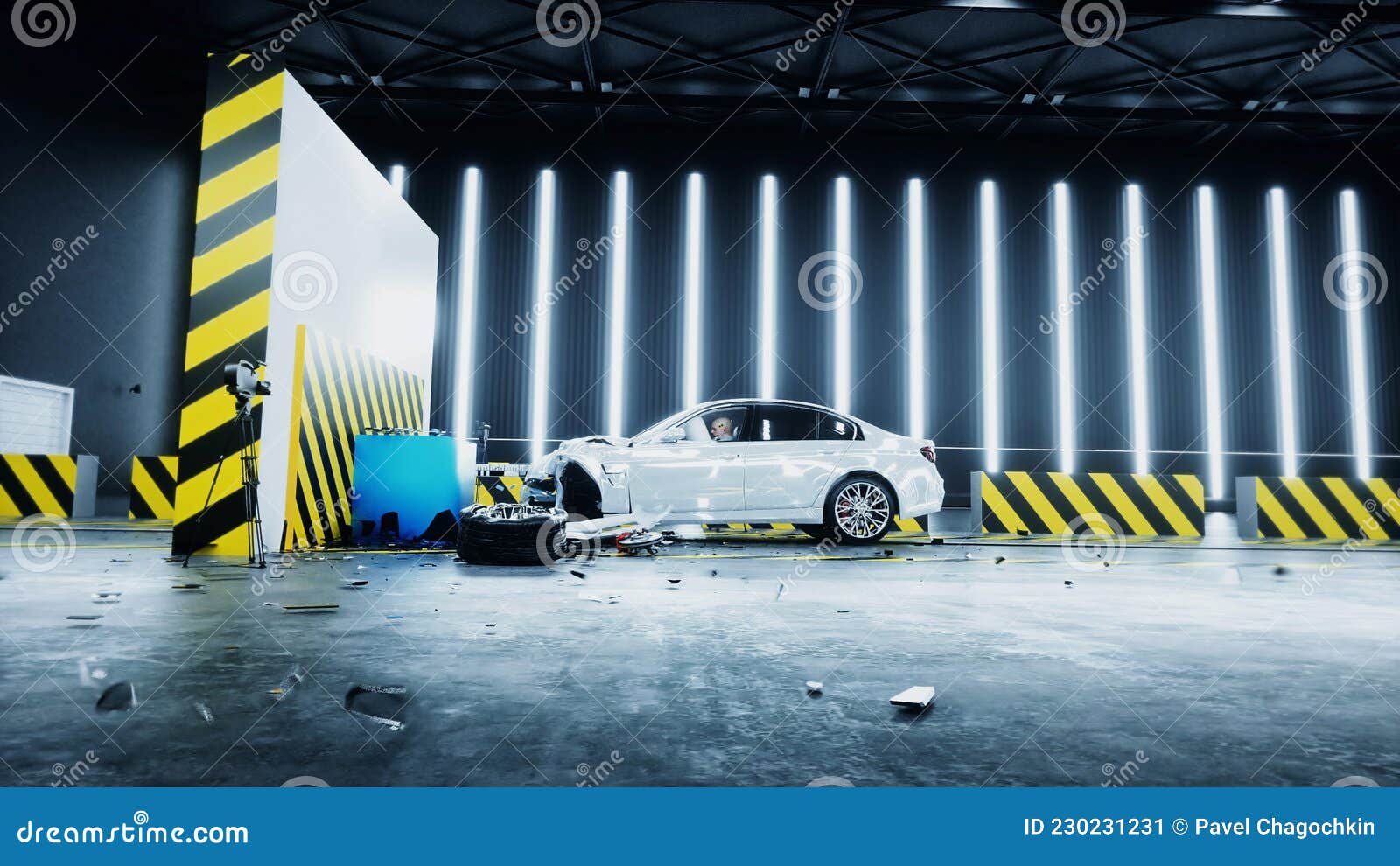 Generic 3d Car Crash Test. Car Destruction. 3d Rendering. Stock ...