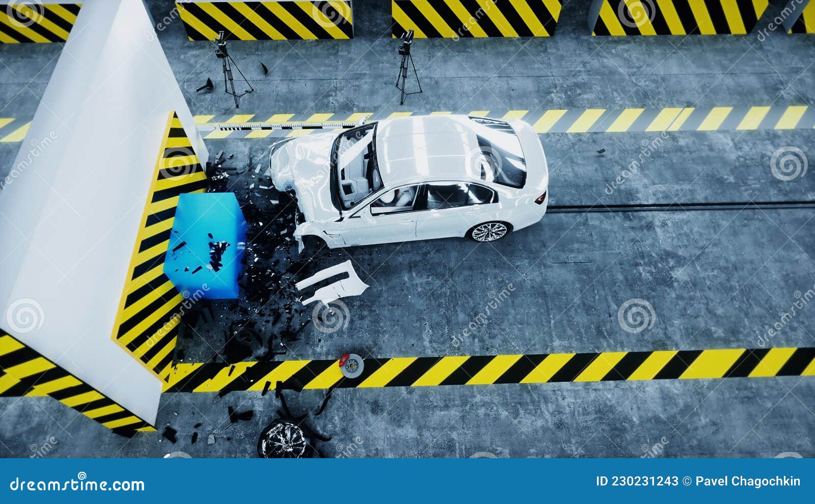 Generic 3d Car Crash Test. Car Destruction. 3d Rendering. Stock ...