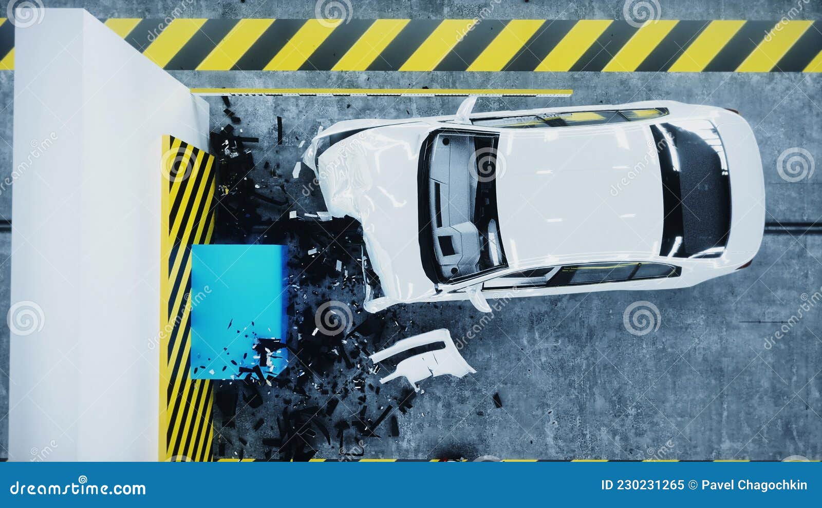 Generic 3d Car Crash Test. Car Destruction. 3d Rendering. Stock ...