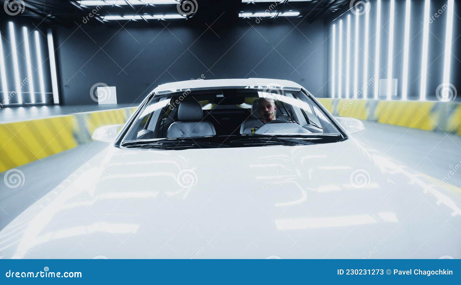 Generic 3d Car Crash Test with People Driver. Car Destruction. 3d ...