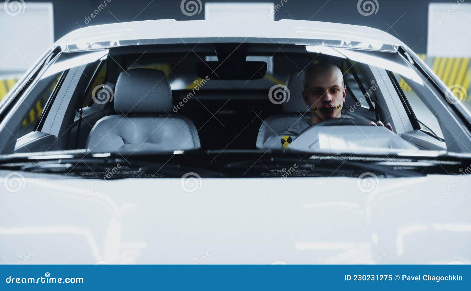 Generic 3d Car Crash Test with People Driver. Car Destruction. 3d ...