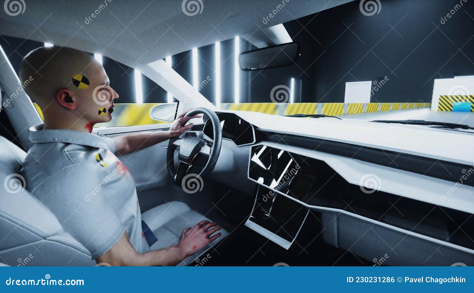 Generic 3d Car Crash Test with People Driver. Car Destruction. 3d ...