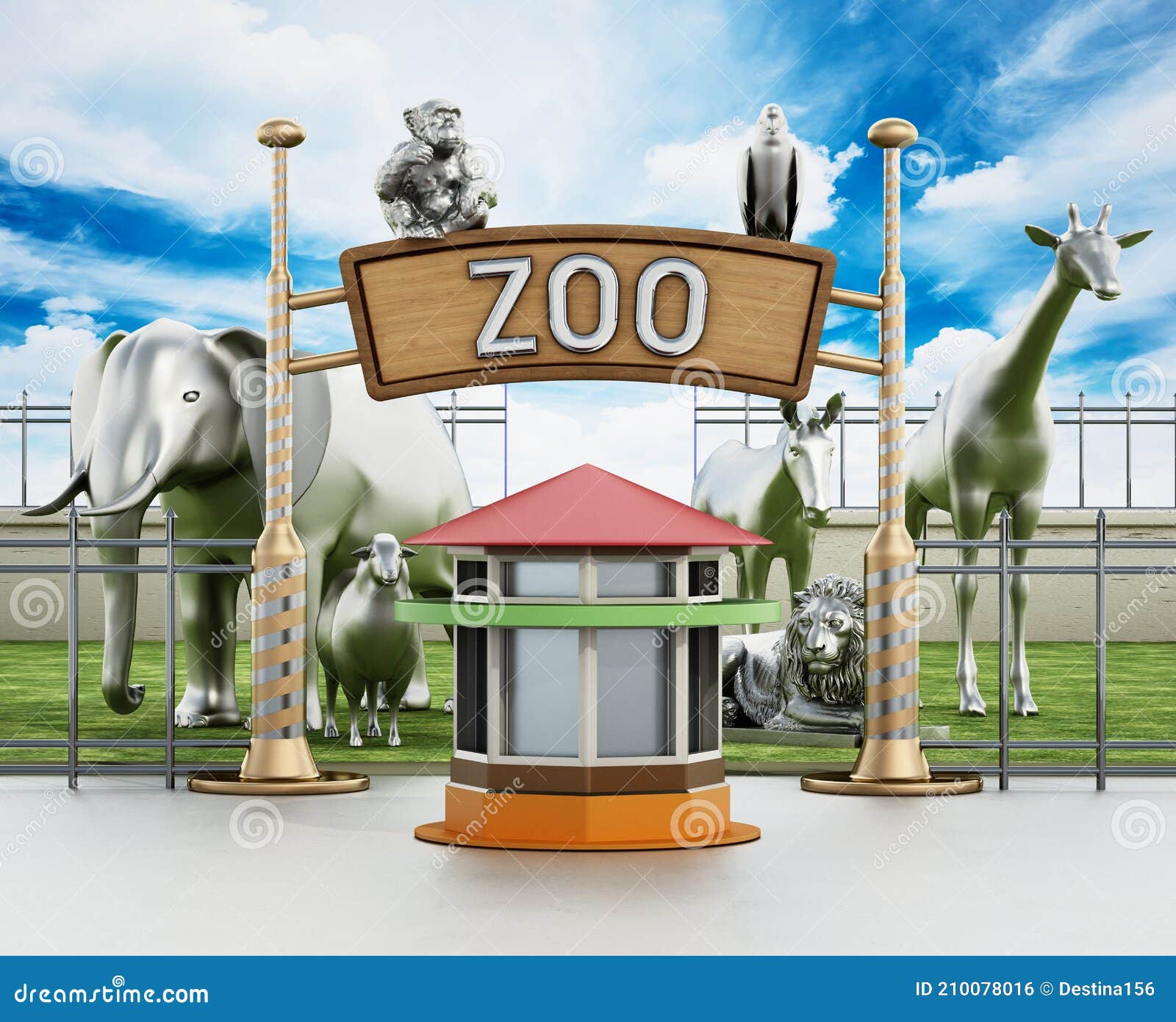 Generic 3D Illustration of a City Zoo. 3D Illustration Stock ...