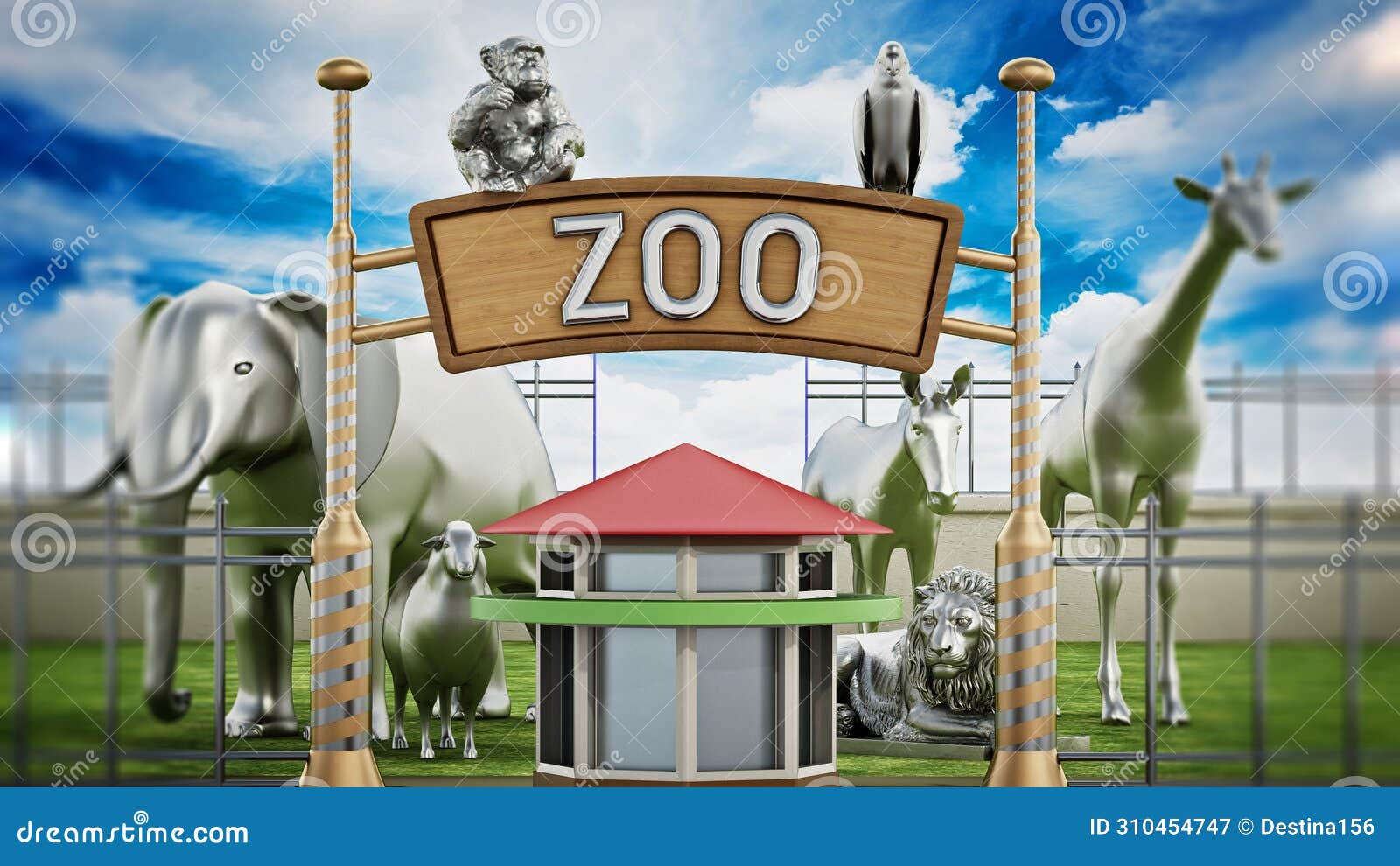 Generic 3D Illustration of a City Zoo. 3D Illustration Stock ...