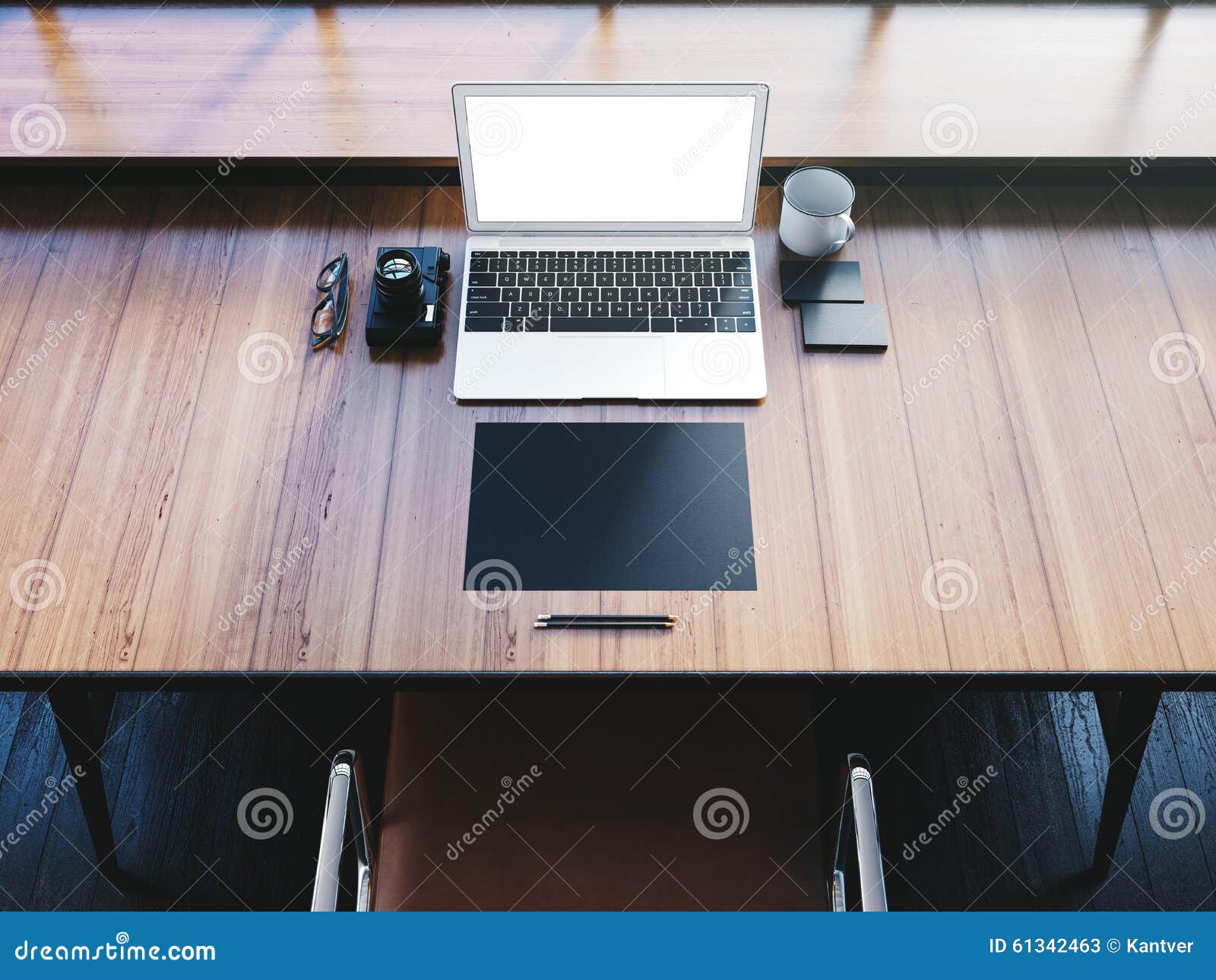 Generic Design Laptop on the Workspace with Stock Image - Image of ...