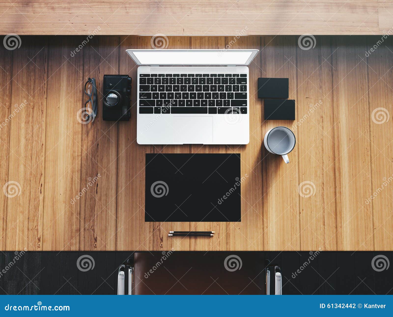 Generic Design Laptop on the Workspace with Stock Photo - Image of wood ...