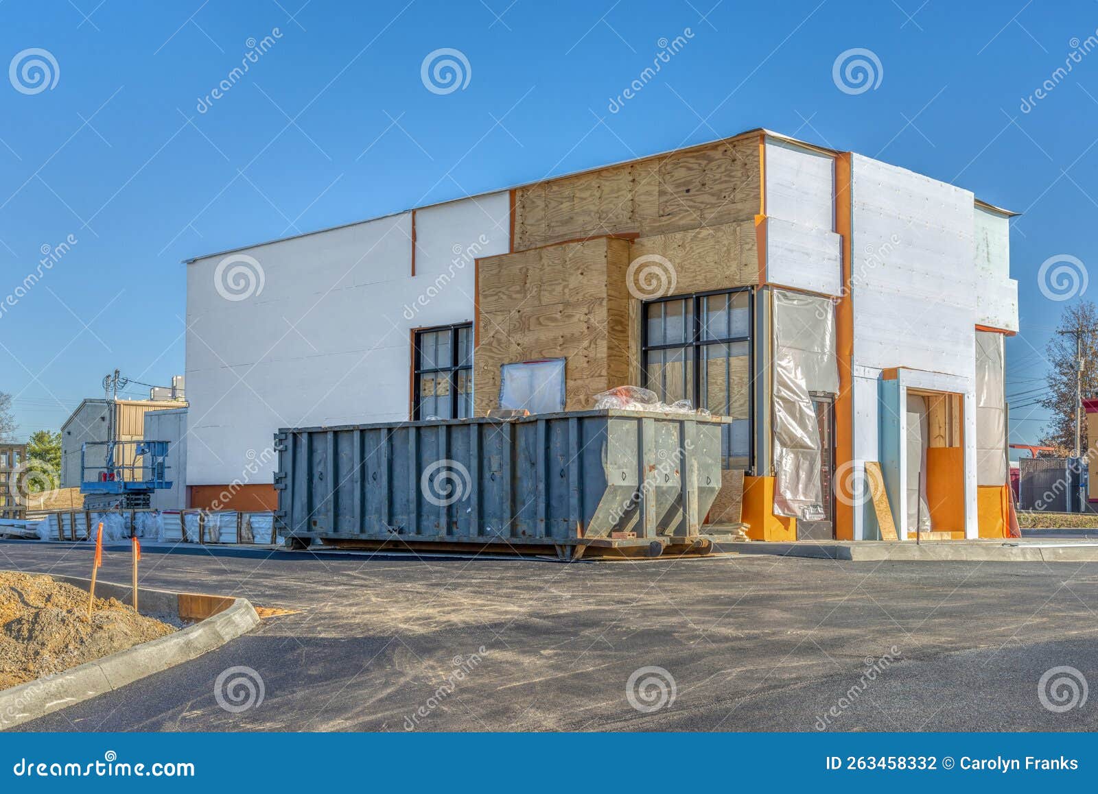 Generic Fast Food Store Construction Stock Photo - Image of parking ...