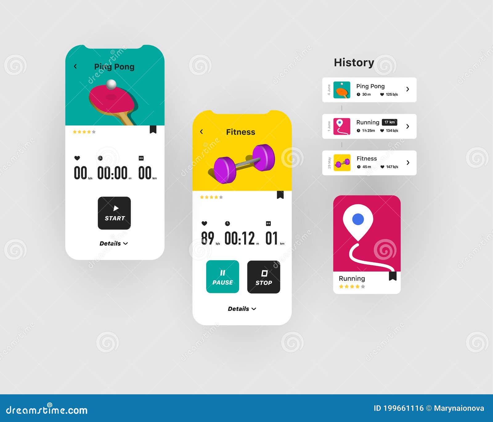 Generic and Fictional User Interface for Fitness Application with ...