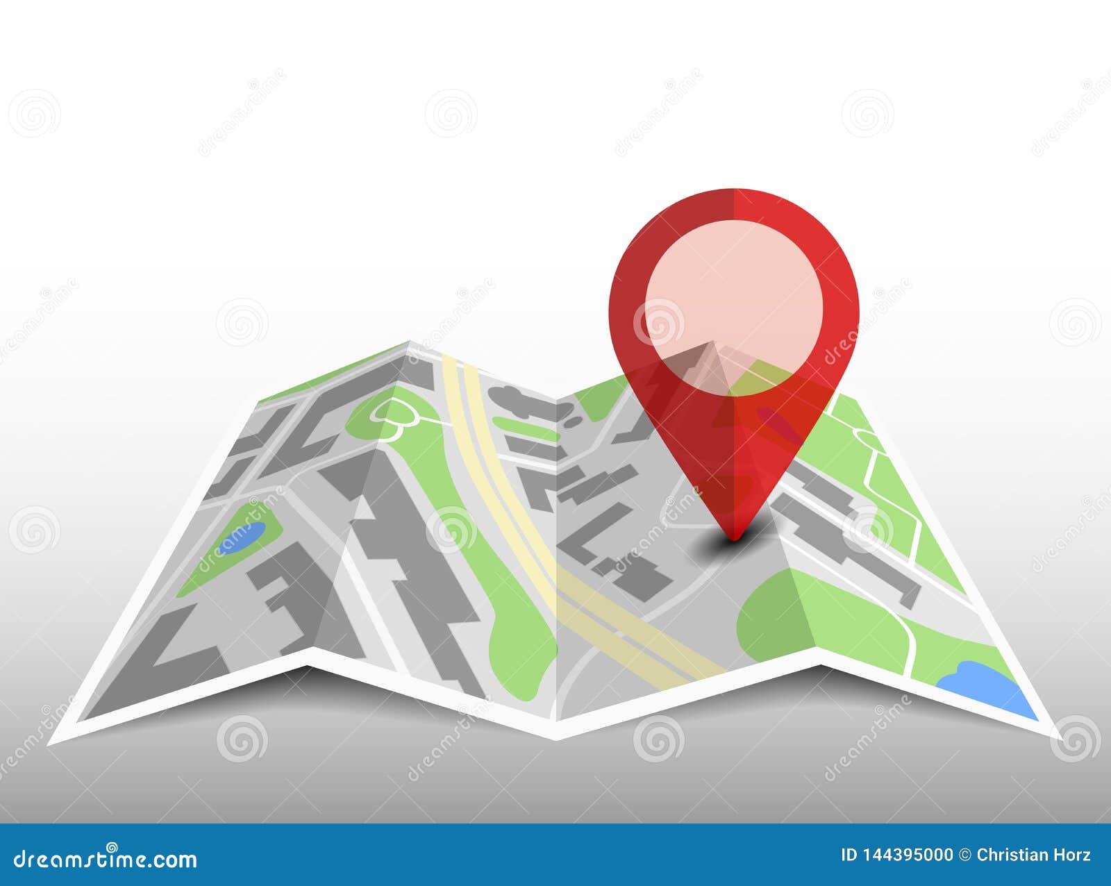 Generic Folded Map with Location Pin and Shadow Stock Vector ...