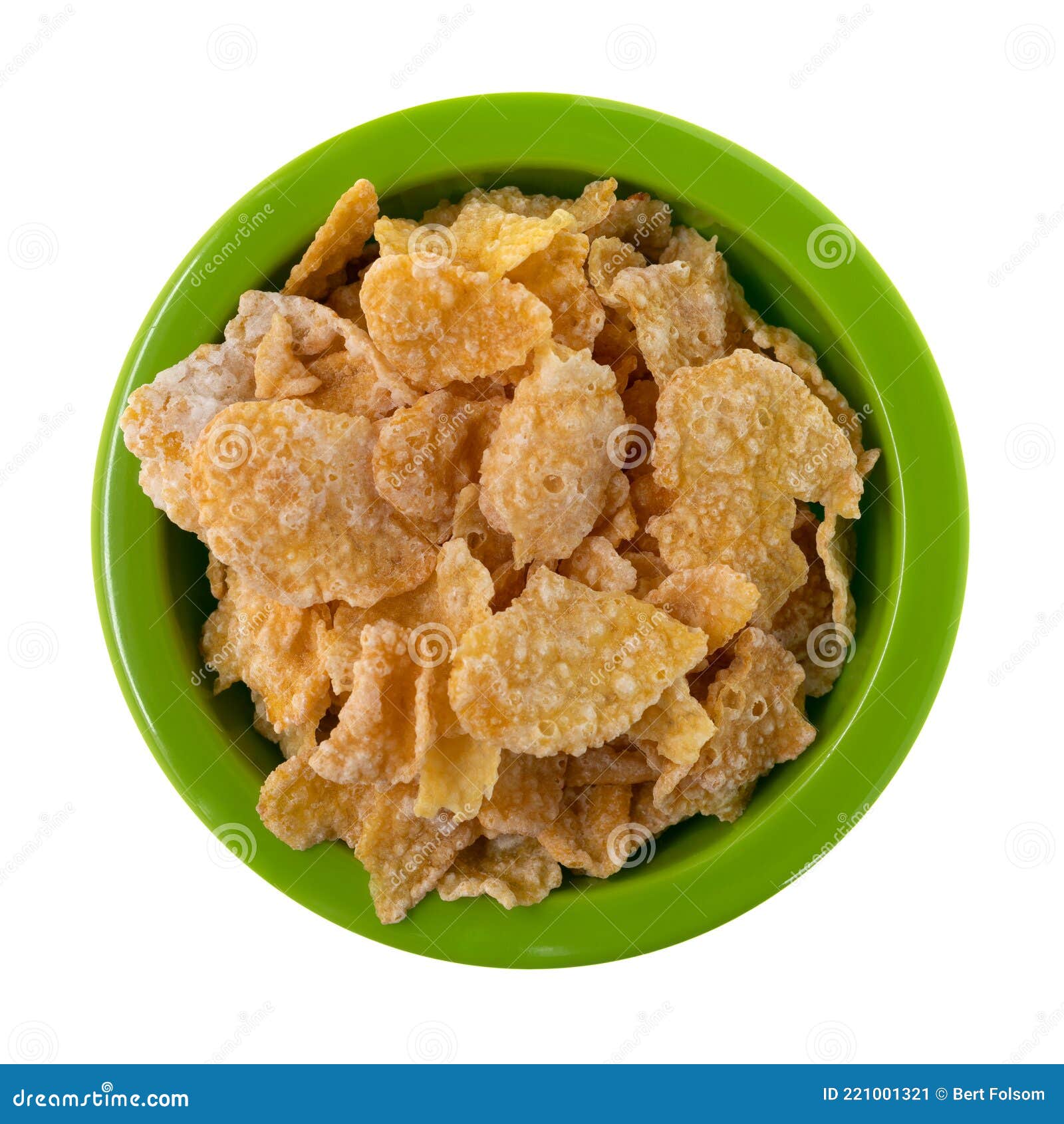 Generic Frosted Corn Flakes in a Green Top View Stock Image - Image of ...
