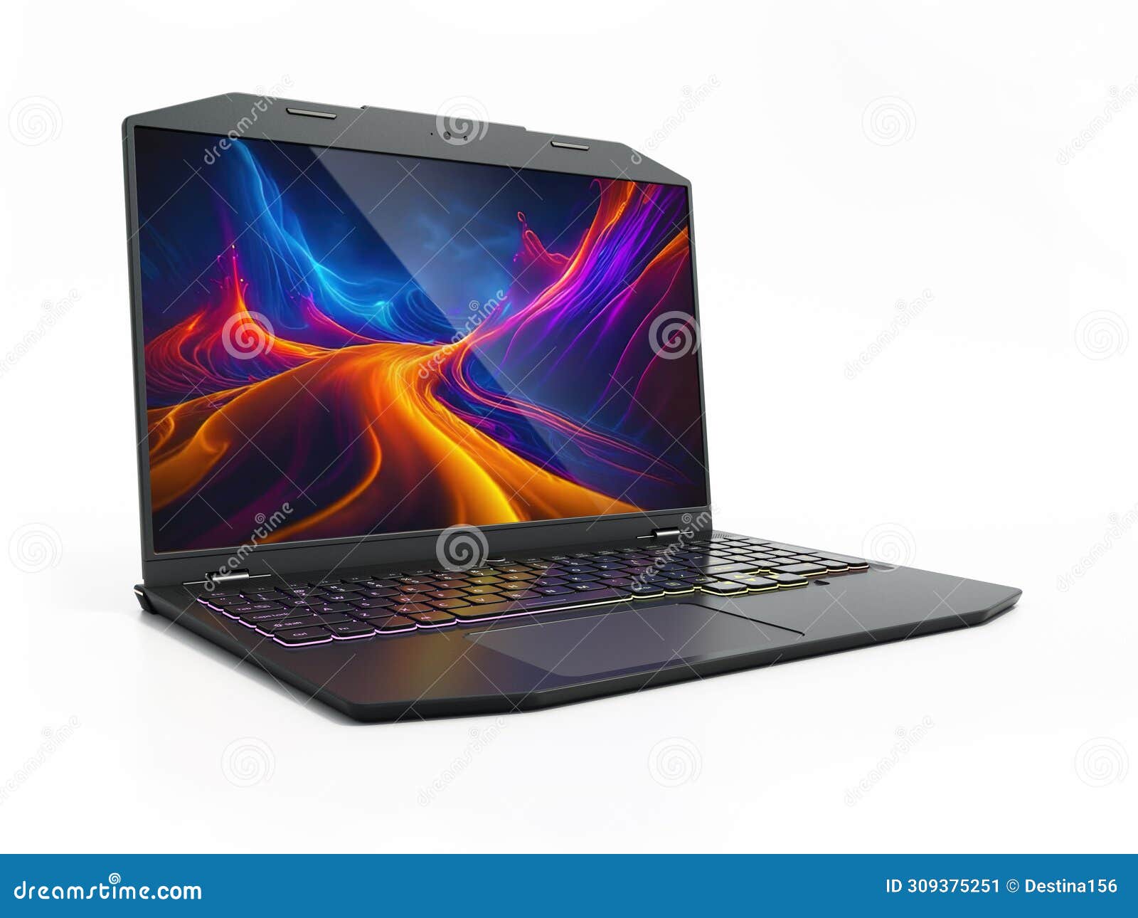 Generic Gaming Laptop Computer Isolated on White Background. 3D ...