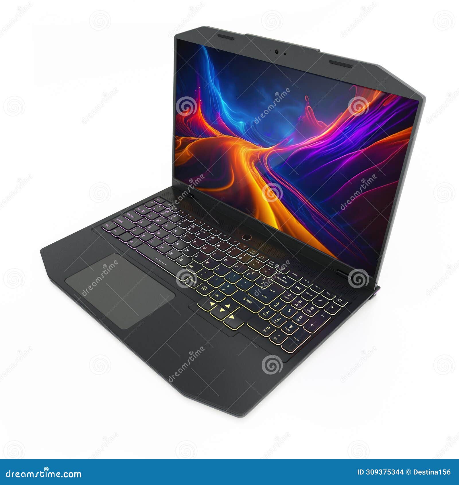 Generic Gaming Laptop Computer Isolated on White Background. 3D ...