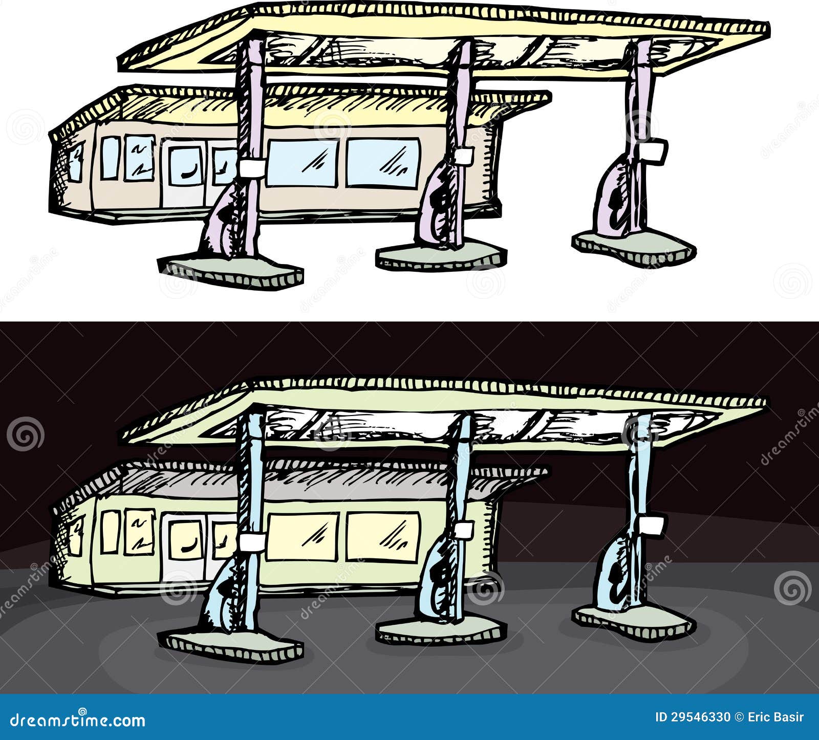Generic Gas Station stock vector. Illustration of drawn - 29546330