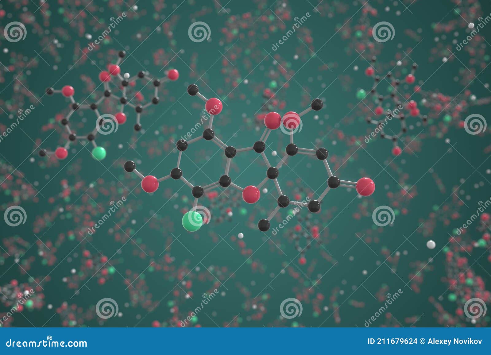 Generic Griseofulvin Molecule. Ball-and-stick Molecular Model ...