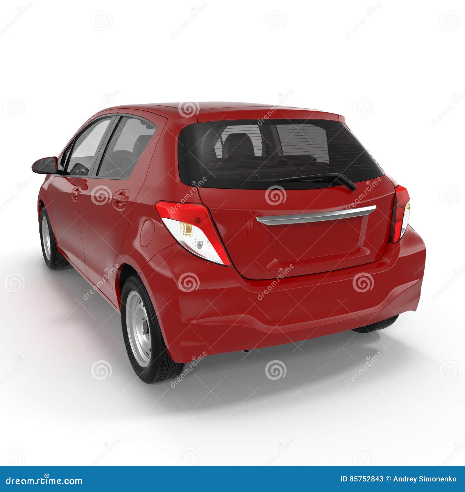 Generic Hatchback Car On White. Rear View. 3D Illustration Stock ...