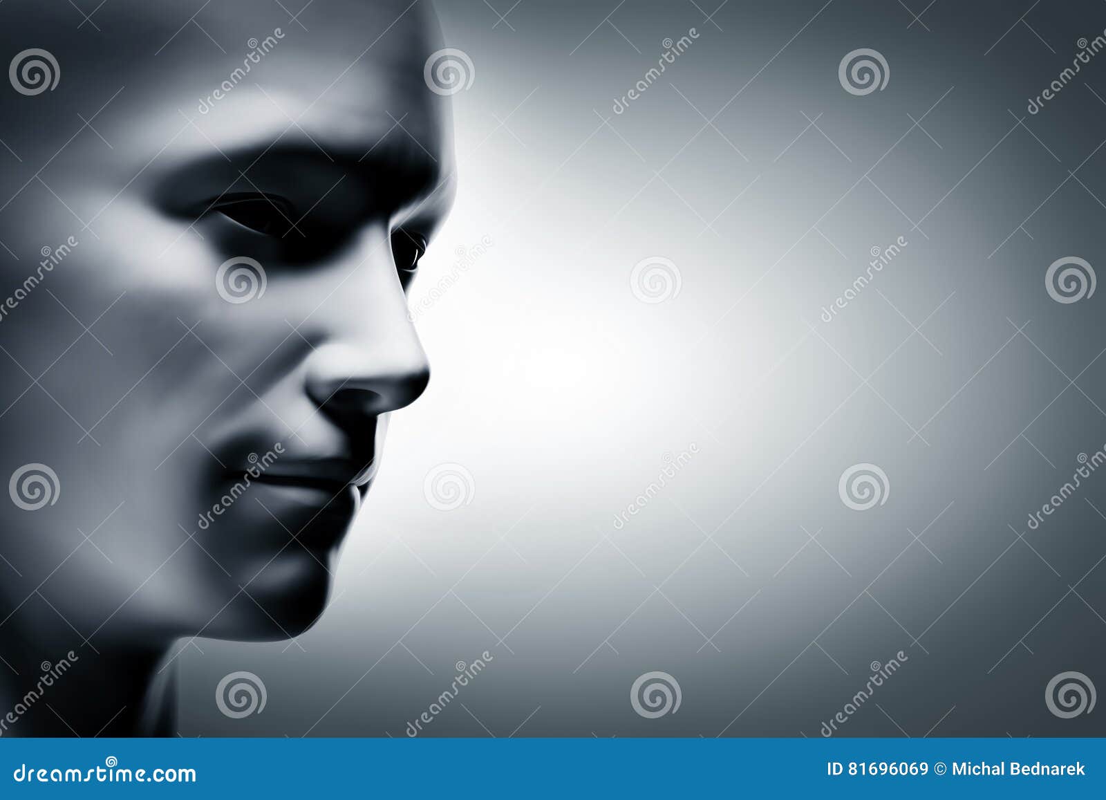 Generic Human Man Face, Profile Side. Futuristic Stock Illustration ...