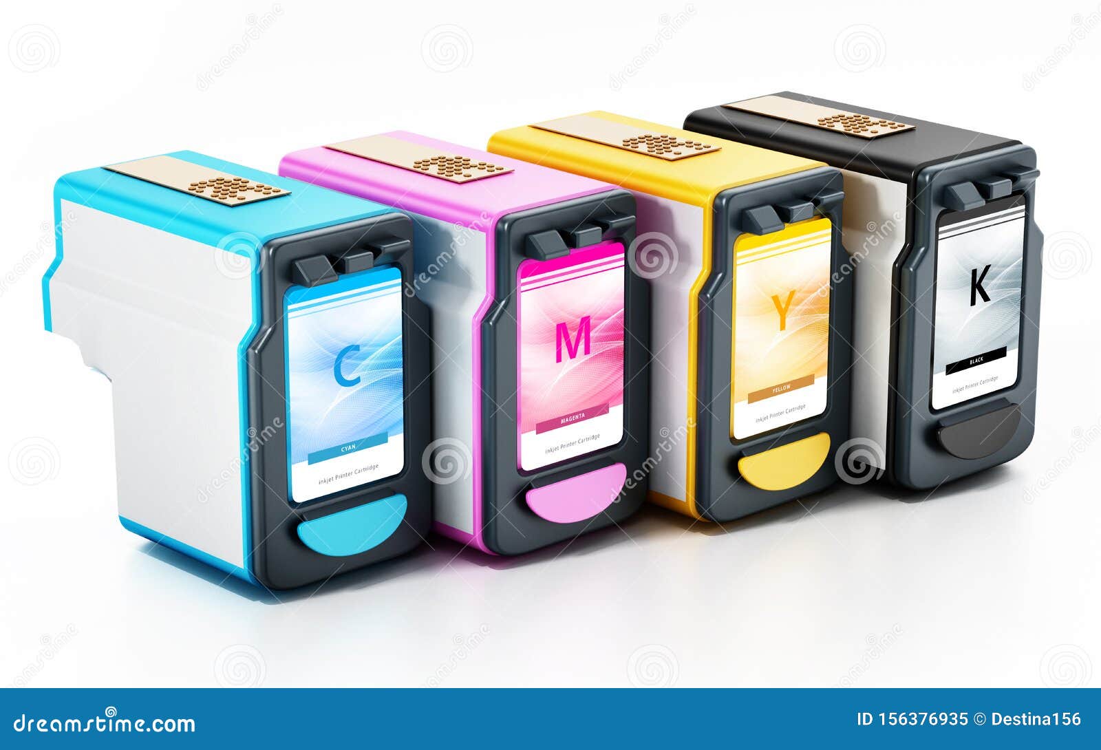 CMYK Cartridges For Colour Inkjet Printer Isolated On White. Stock ...