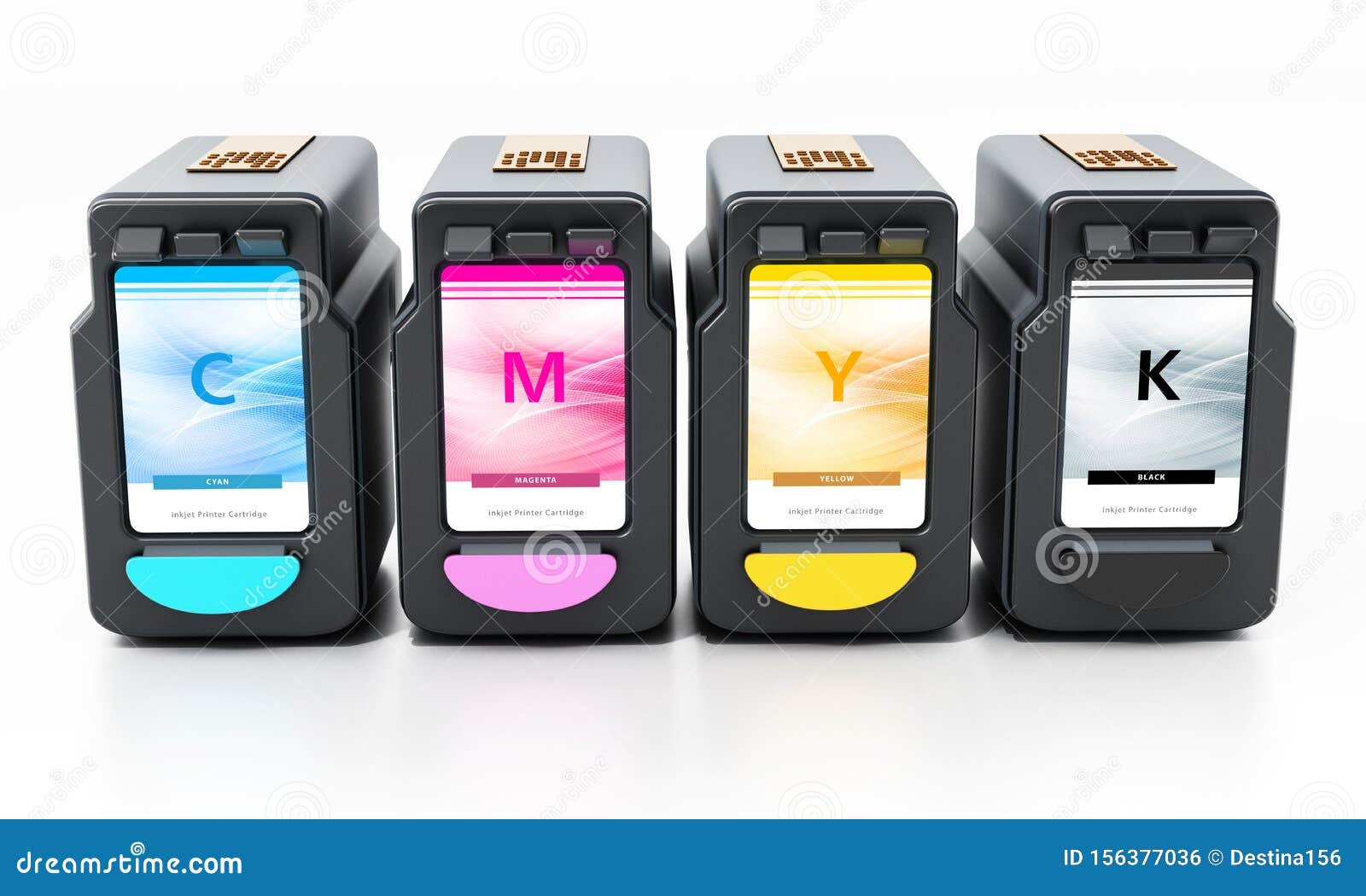 CMYK Cartridges For Colour Inkjet Printer Isolated On White. Stock ...