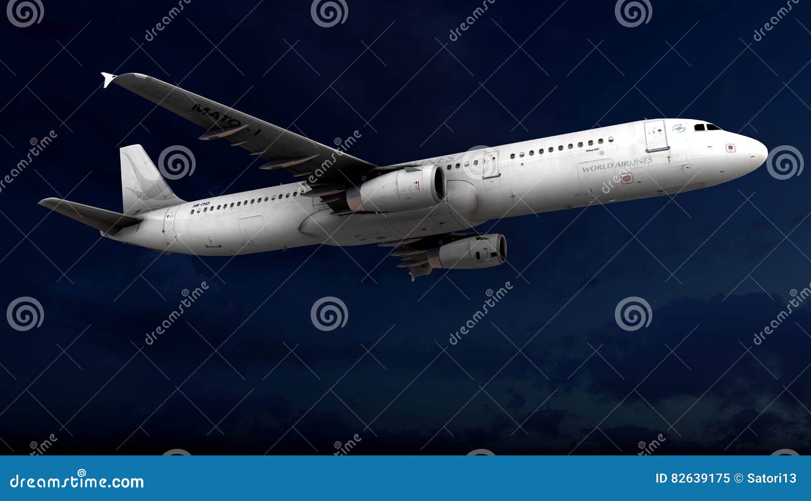 Generic Jet Airliner in a Beautiful Cloudy Sky 3d Rendering Stock ...