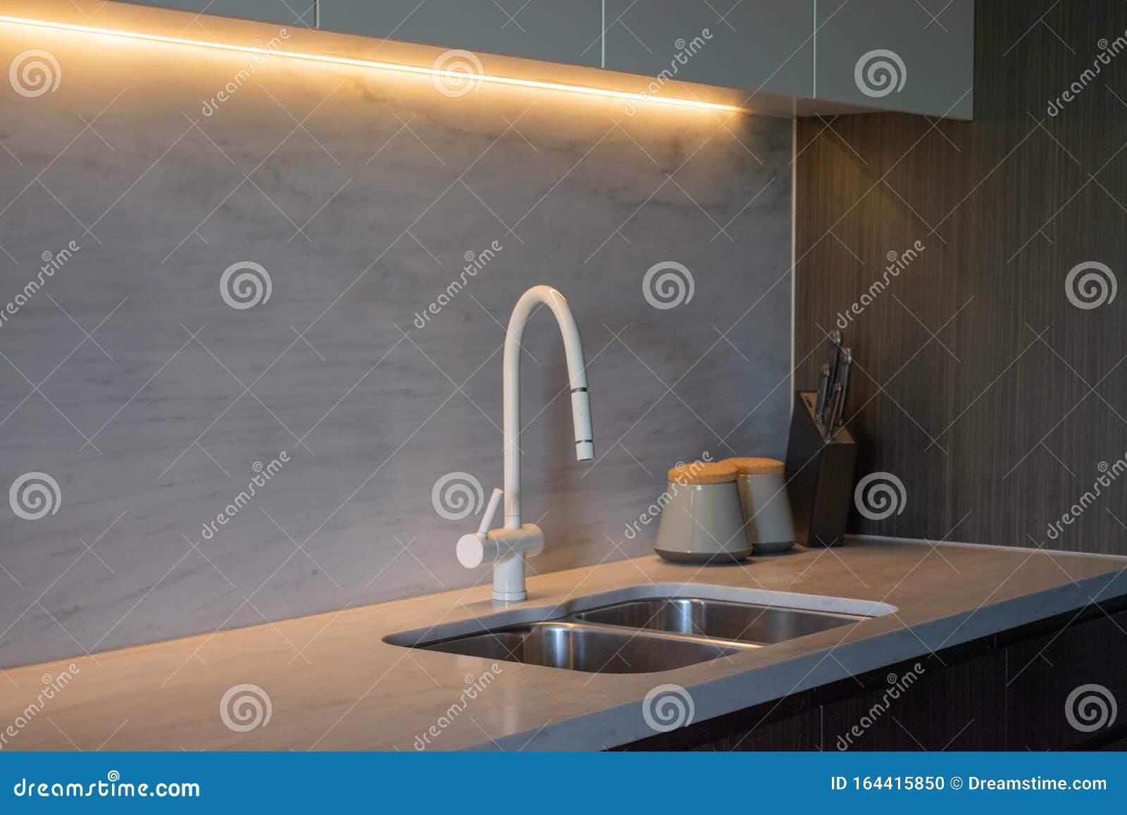 Generic kitchen with sink stock photo. Image of design - 164415850