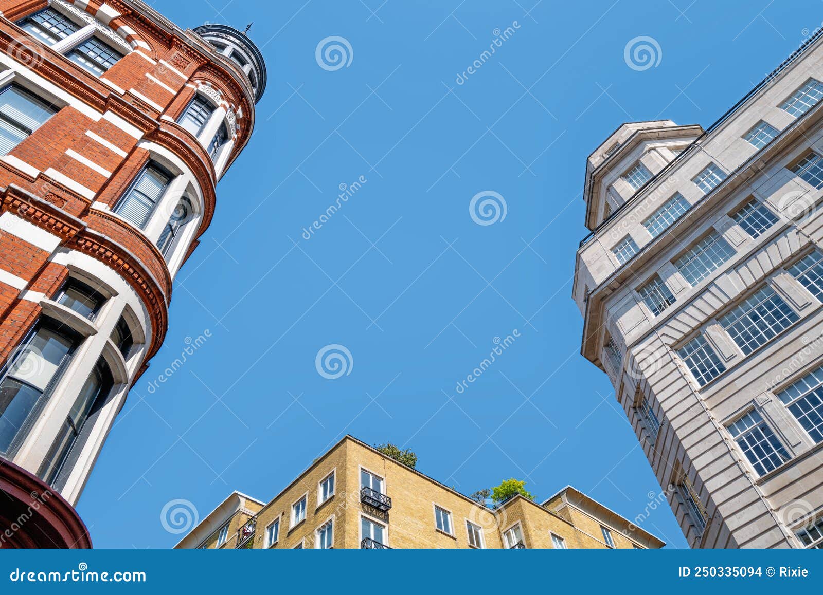 Generic London Architecture in Three Styles and Colours. Blue Sky ...