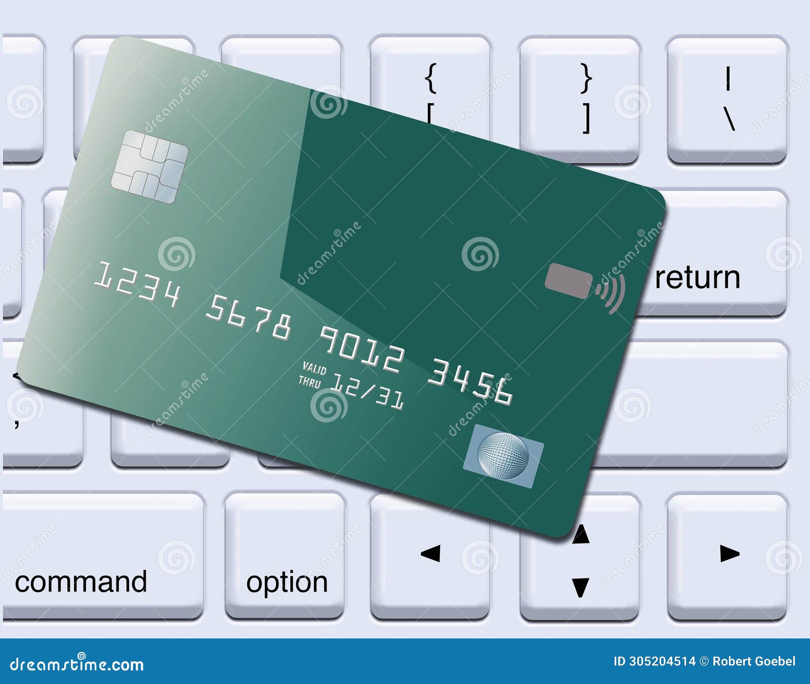 A Generic Mock Credit Card or Debit Card is Seen Atop a Computer ...