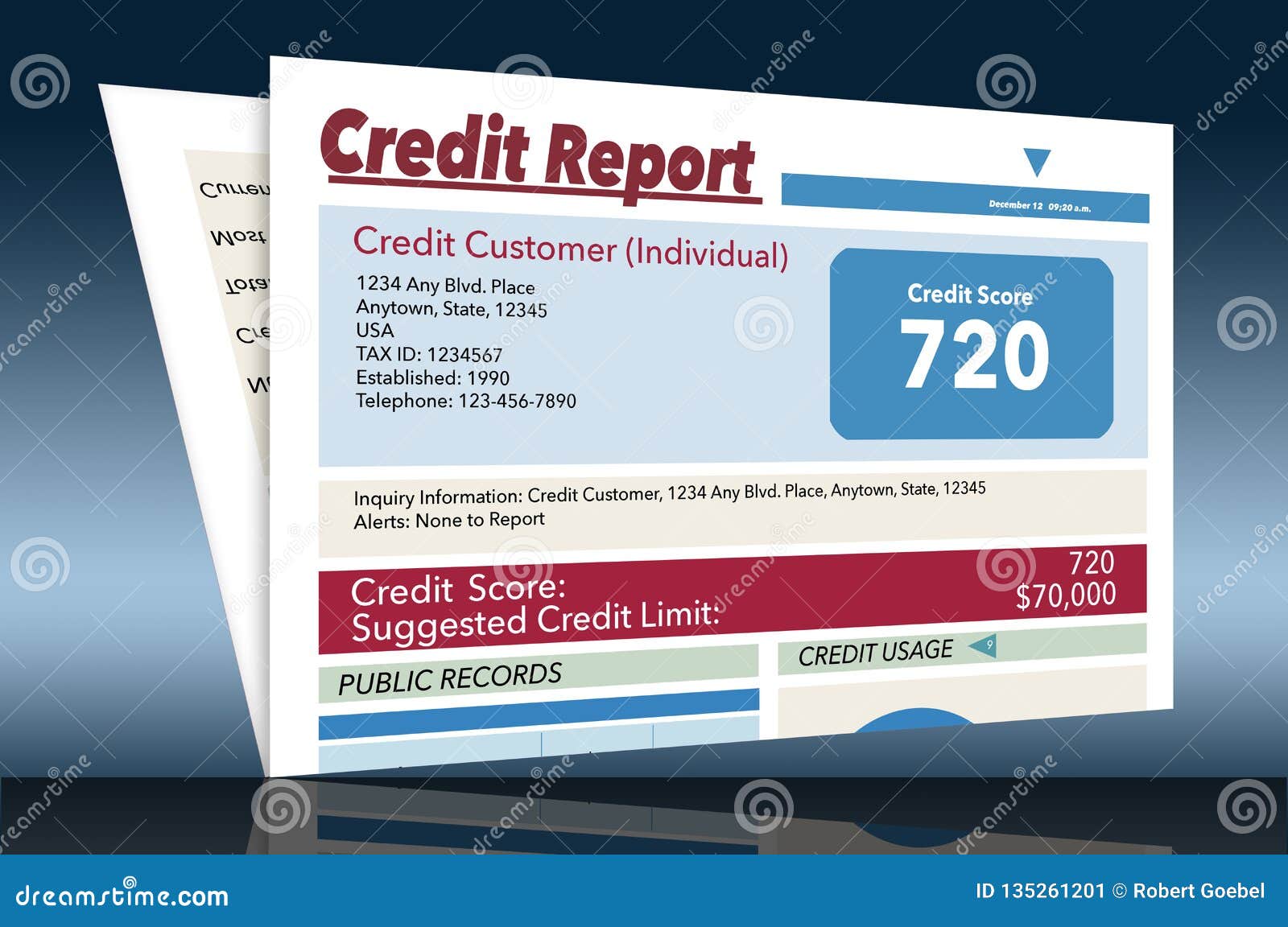 This is a Generic, Mock, Credit Report Stock Illustration ...