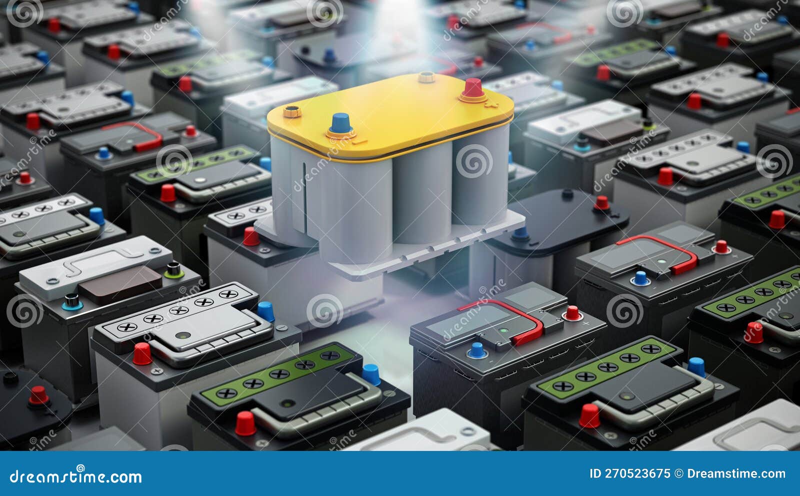 Generic Modern Car Battery Stands Out among Regular Car Batteries. 3D ...