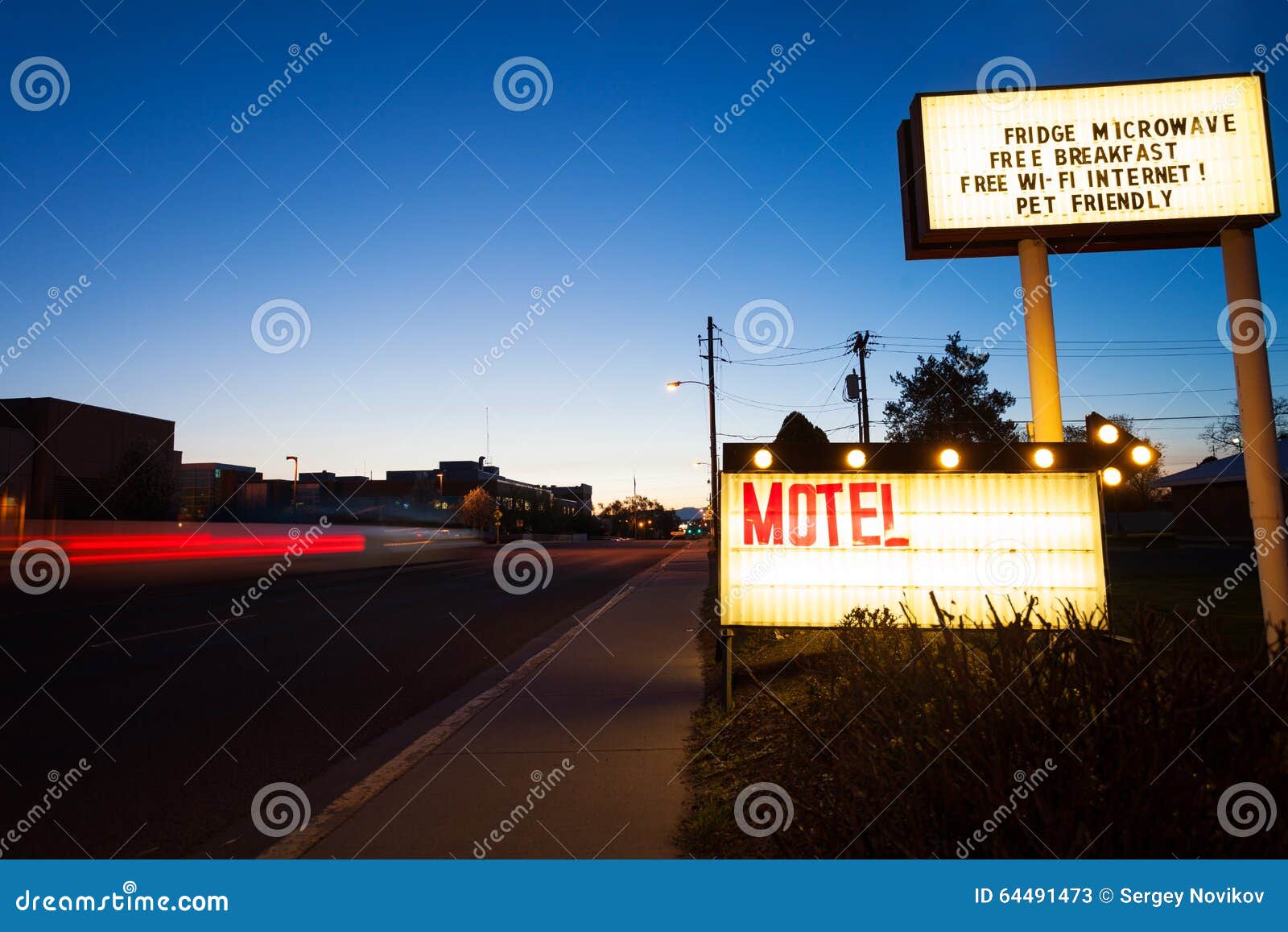 Generic Motel Sign in the Dusk on Road Stock Image - Image of ...