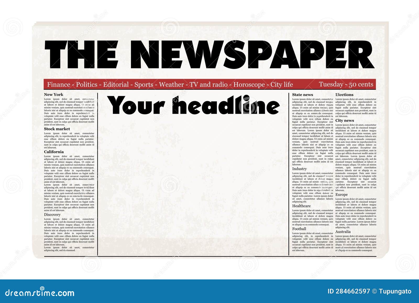 Generic Old Newspaper Vector Template Stock Vector - Illustration of ... Generic Old Newspaper Vector Template Stock Vector - Illustration of ...
