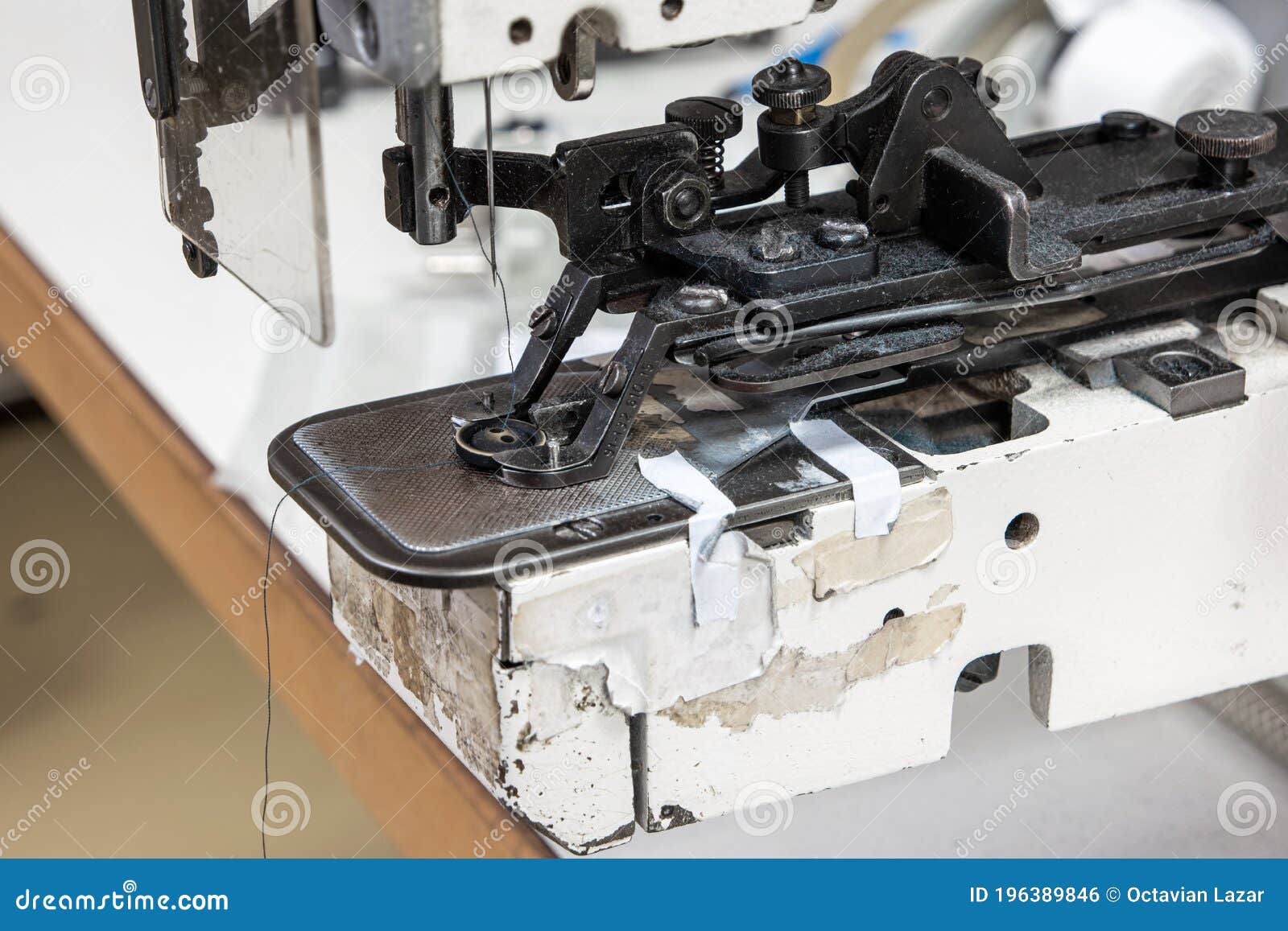 Generic Old Semi-professional Sewing Machine Close Up Shot on the Test ...