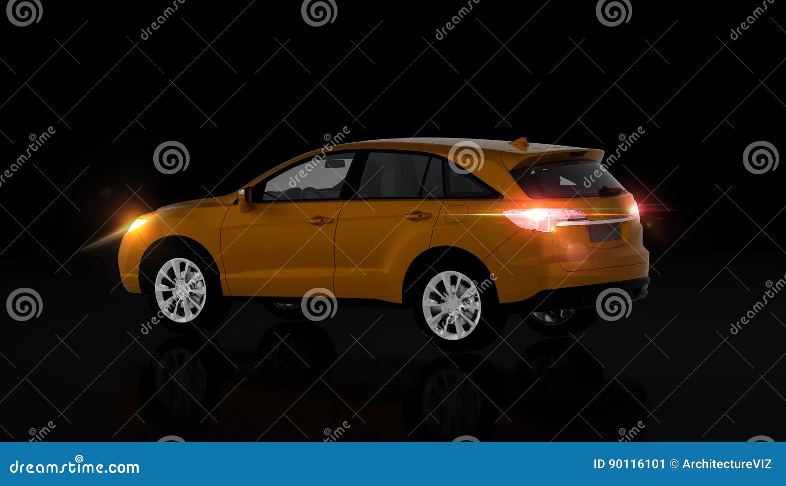 Generic Orange SUV Car on Black Background, Back View Stock Image ...
