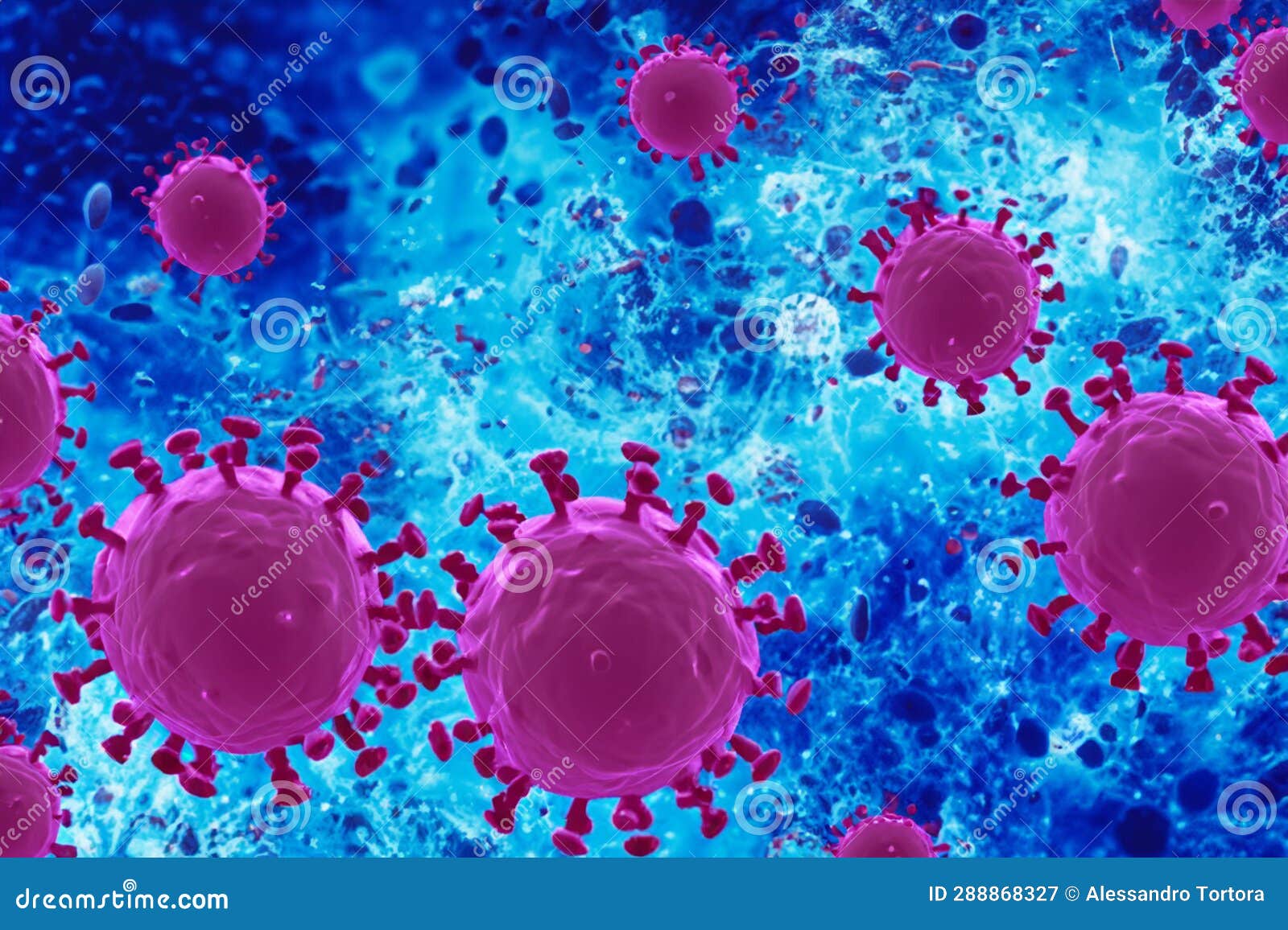 Generic Pink Virus Cell Seen Under a Microscope, Floating in the Fluid ...