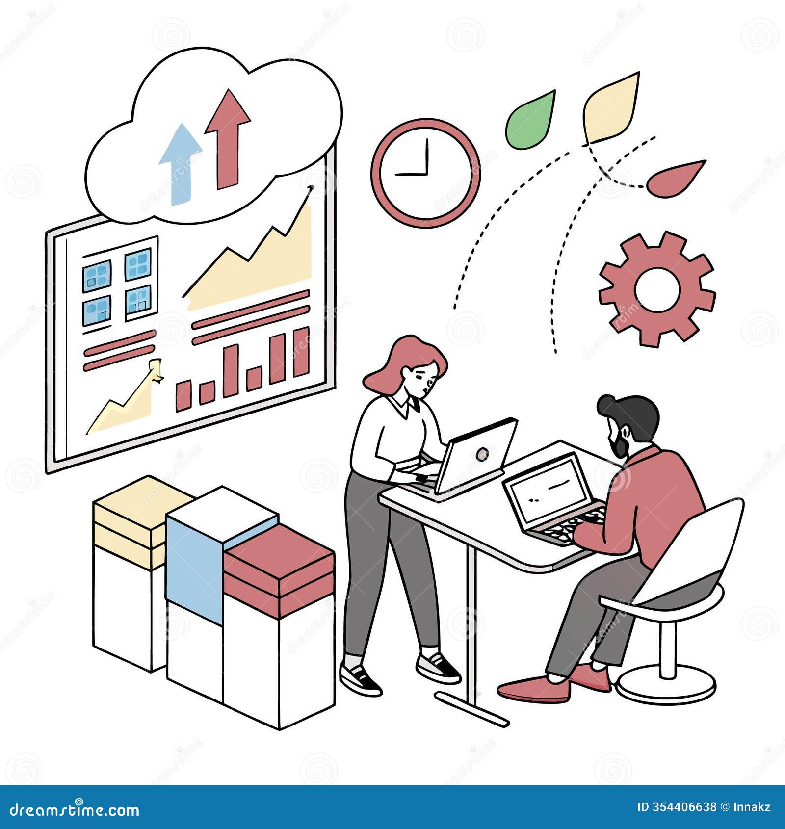 Productivity Vector Illustration. Job Performance Flat Tiny Persons ...