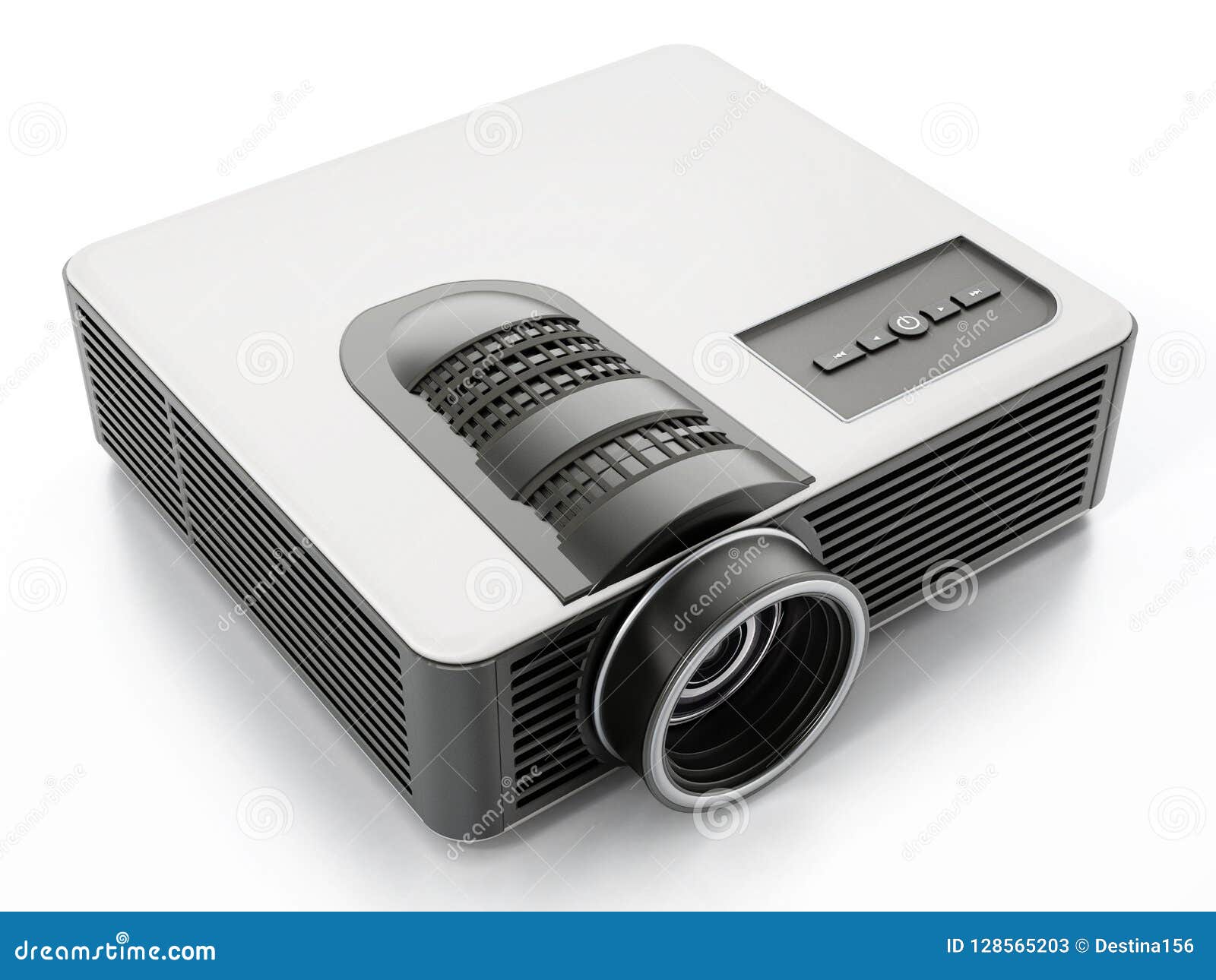 Generic Projector Isolated on White Background. 3D Illustration Stock ...