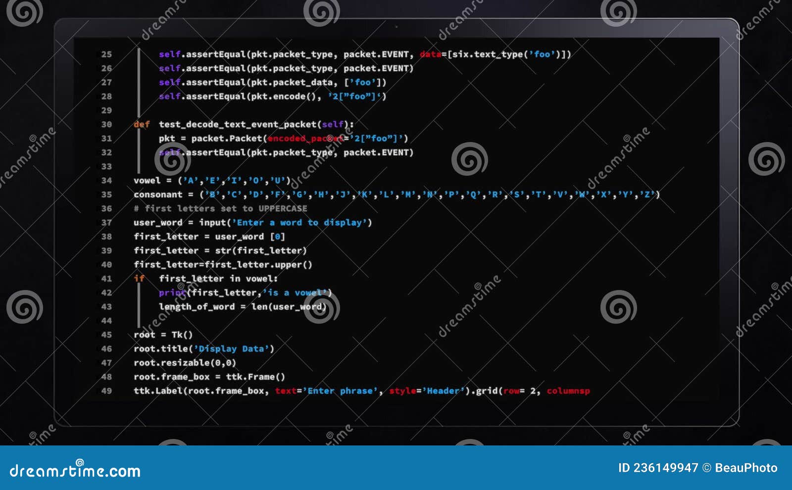Python Computer Script on Screen Stock Video - Video of development ...