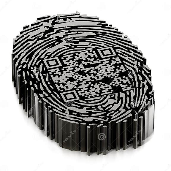 Generic QR Code Inside Fingerprint. 3D Illustration Stock Illustration ...