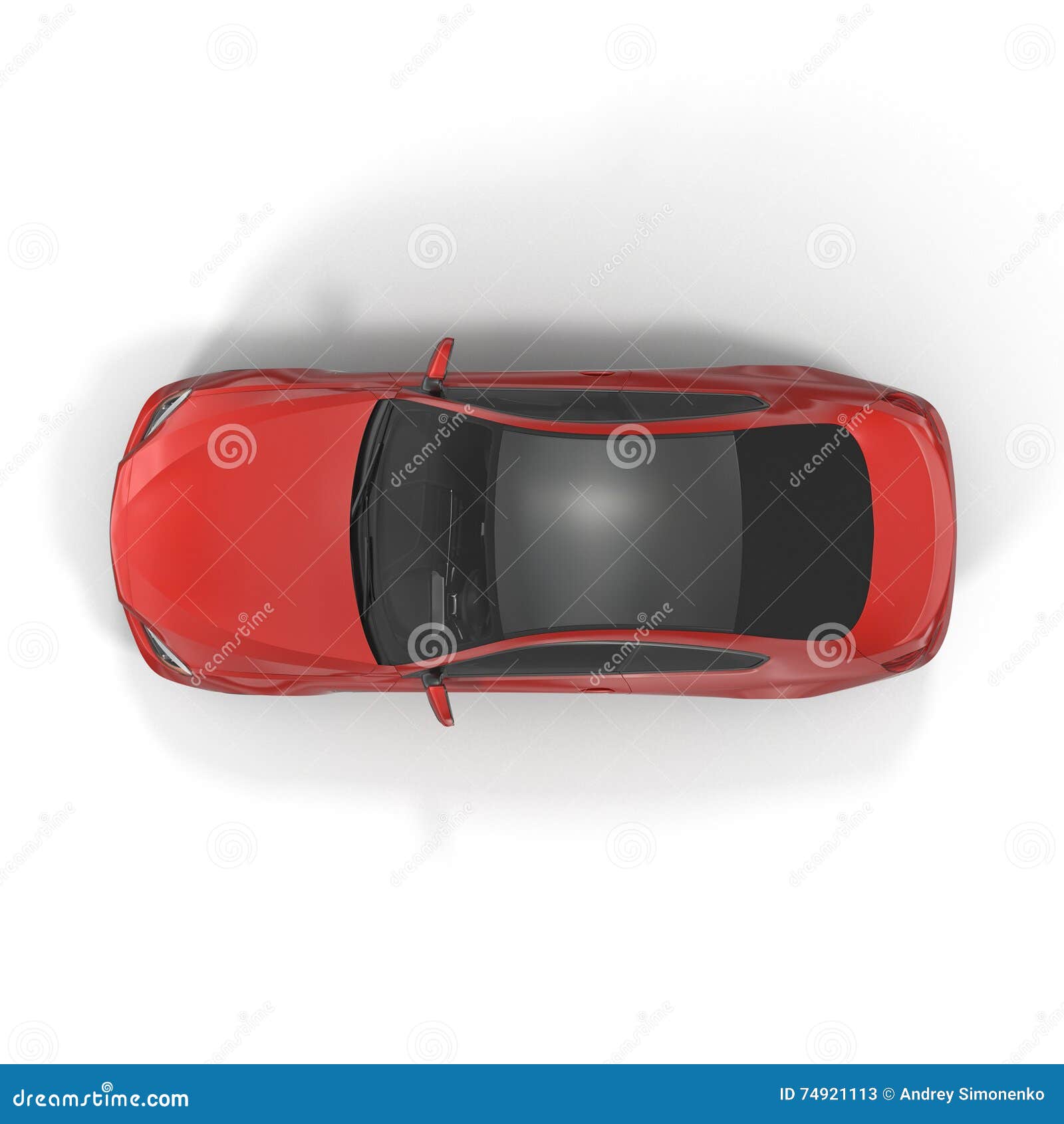Generic Red Car - Top View on White 3D Illustration Stock Image - Image ...