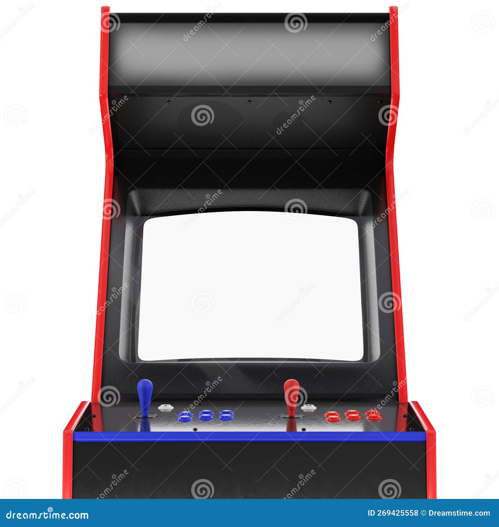 Generic Retro Arcade Machine or Cabinet for Two Players with Blue and ...