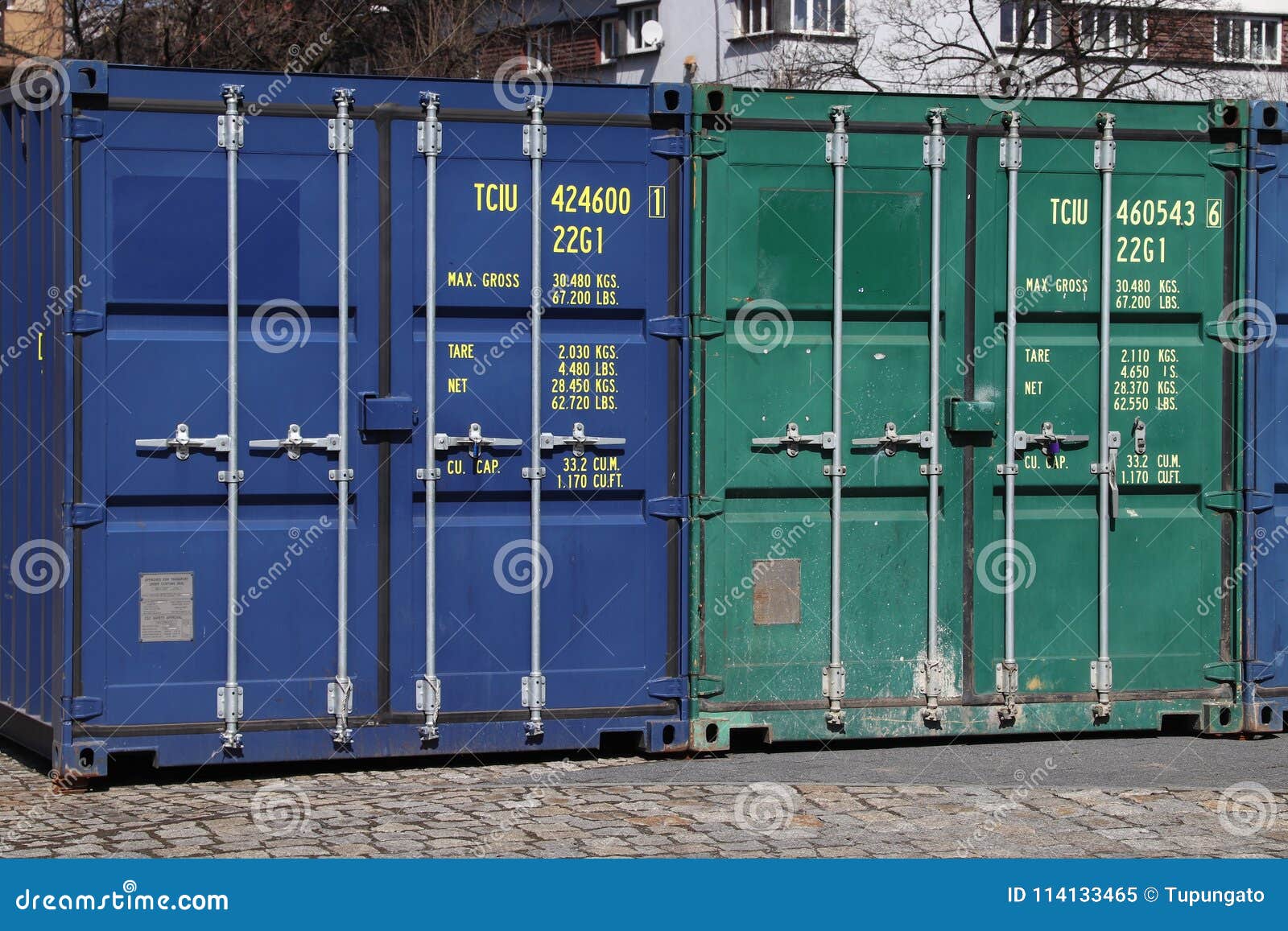 Generic Shipping Containers Stock Image - Image of blue, trade: 114133465