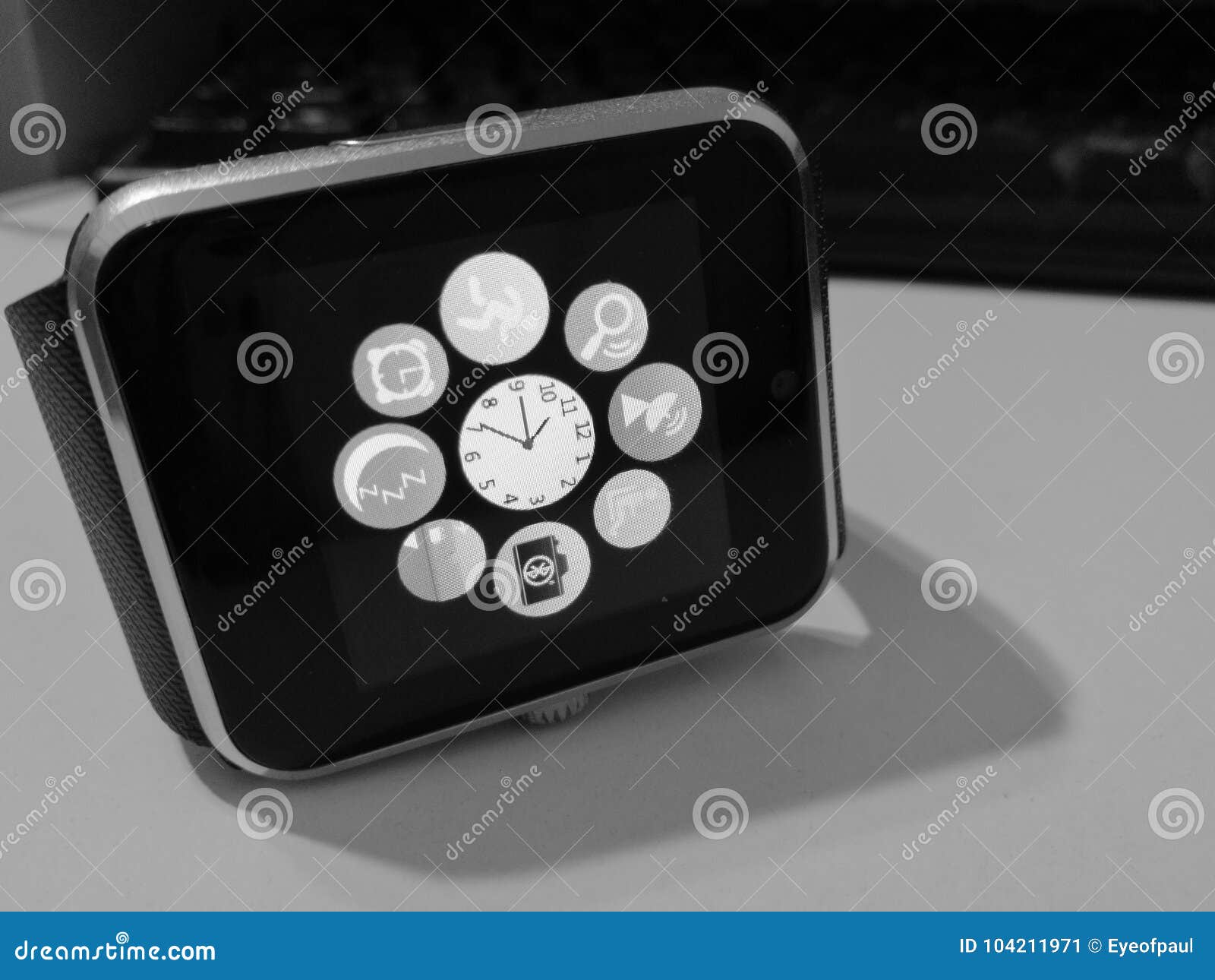 Generic Smart Watch Menu in Black and White Editorial Photo - Image of ...