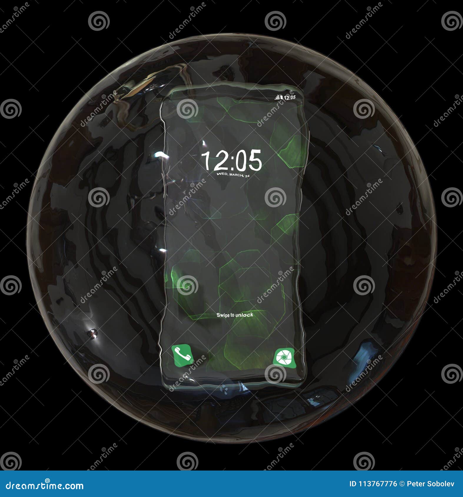 Generic Smartphone Inside Bubble of Water Stock Illustration ...