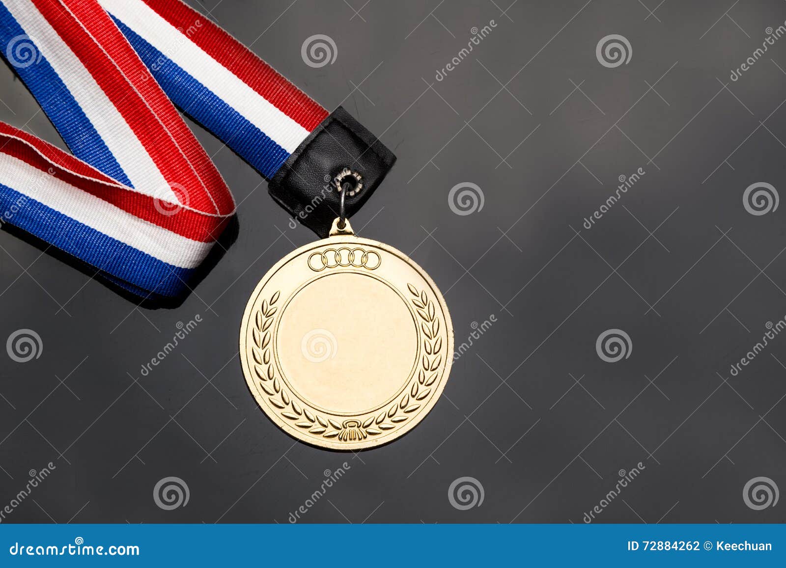 Generic Sporting Event Gold Medal with Red and Blue Ribbon Stock Photo ...