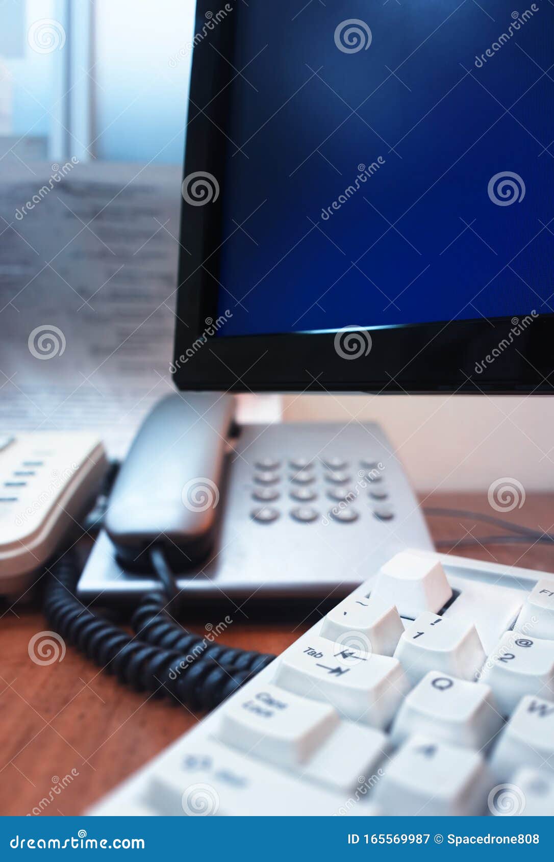 Generic Table of the Office Clerk Background Stock Image - Image of ...