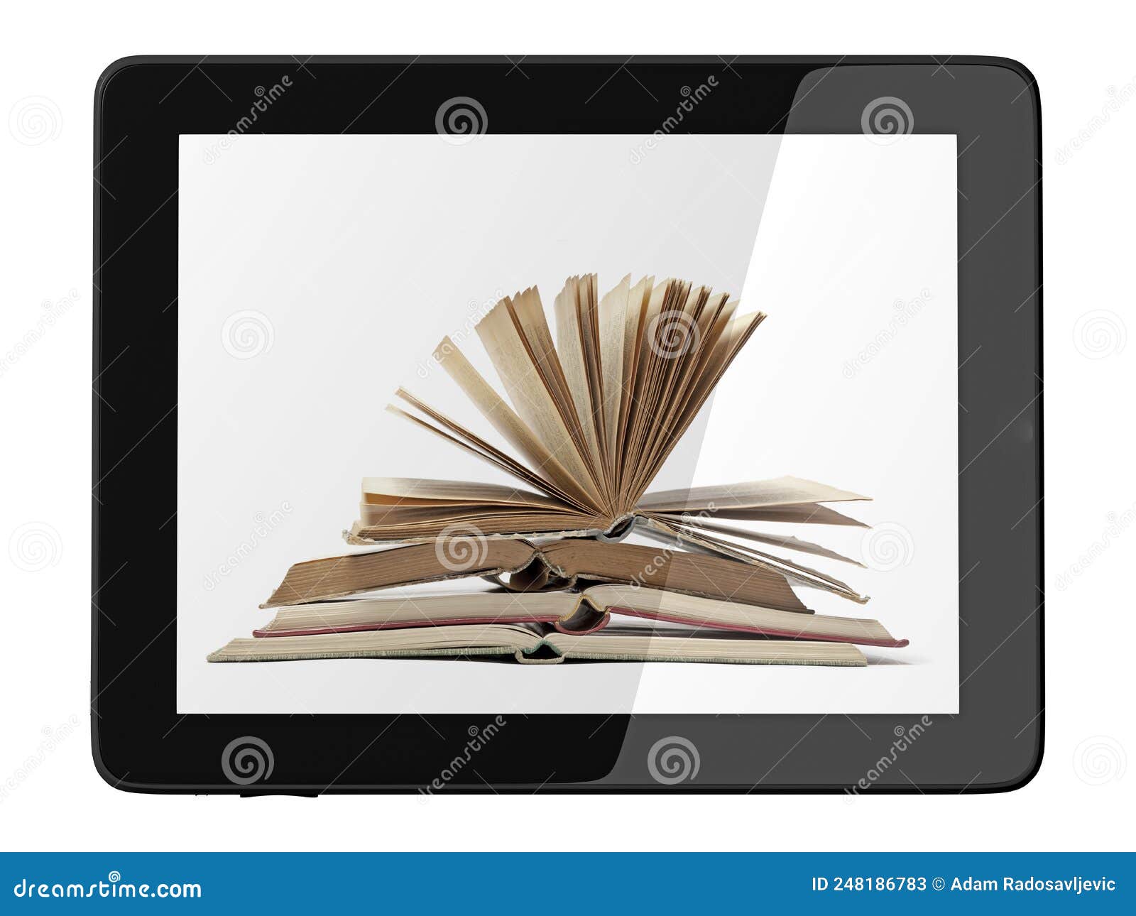 Generic Tablet Computer and Book - Digital Library Concept Stock ...