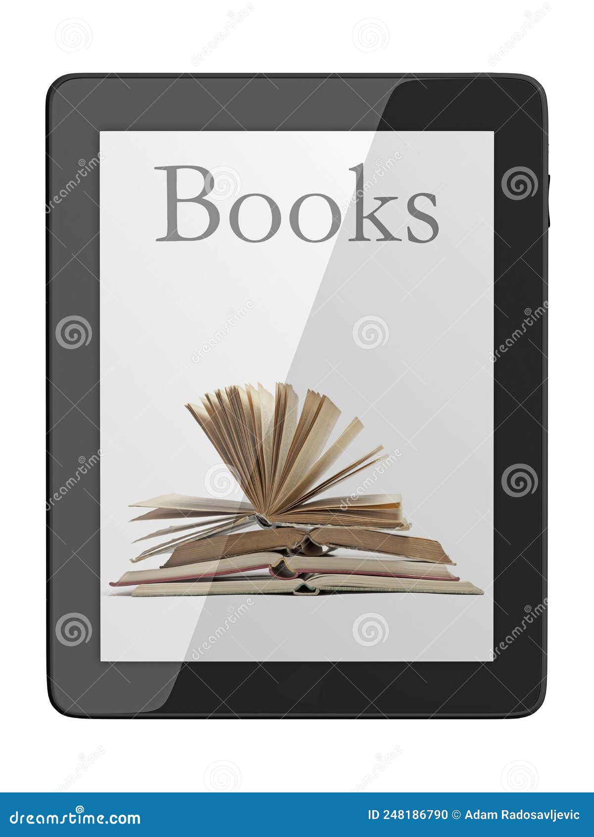 Generic Tablet Computer and Book - Digital Library Concept Stock ...