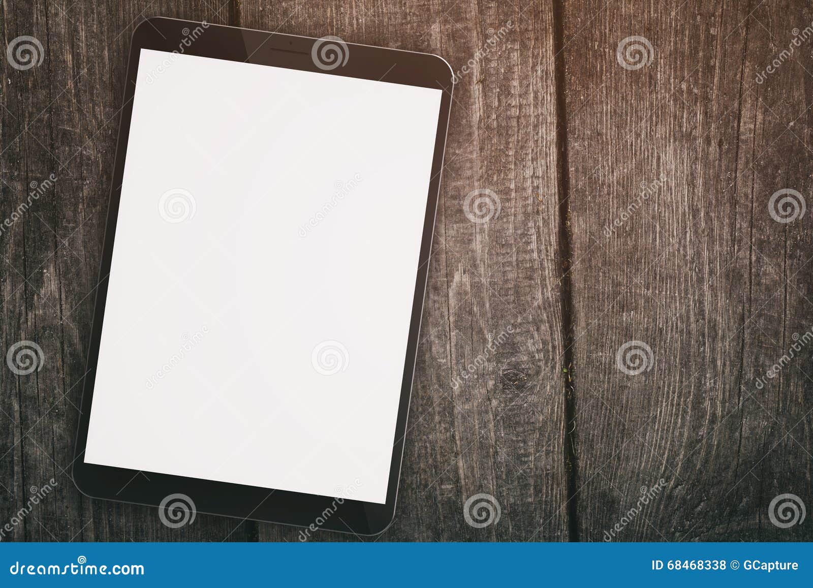 Generic Tablet Pc with Blank Screen on Wood Table Stock Photo - Image ...